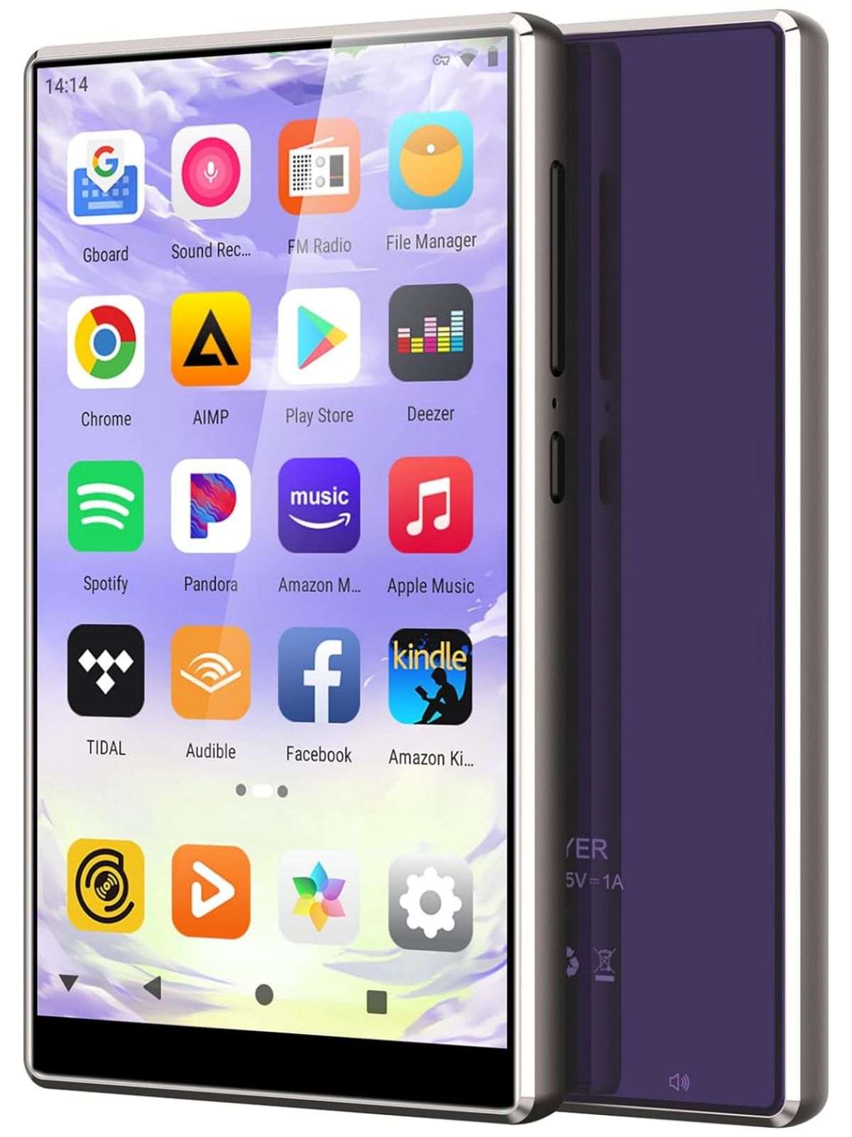 MP3-плеер 80GB Android с Bluetooth и WiFi, Oilsky 4.7" 1080P Full Touch Screen, с Spotify, Audible, High Fidelity Lossless Sound, с FM-радио, поддержка до 512GB, черный