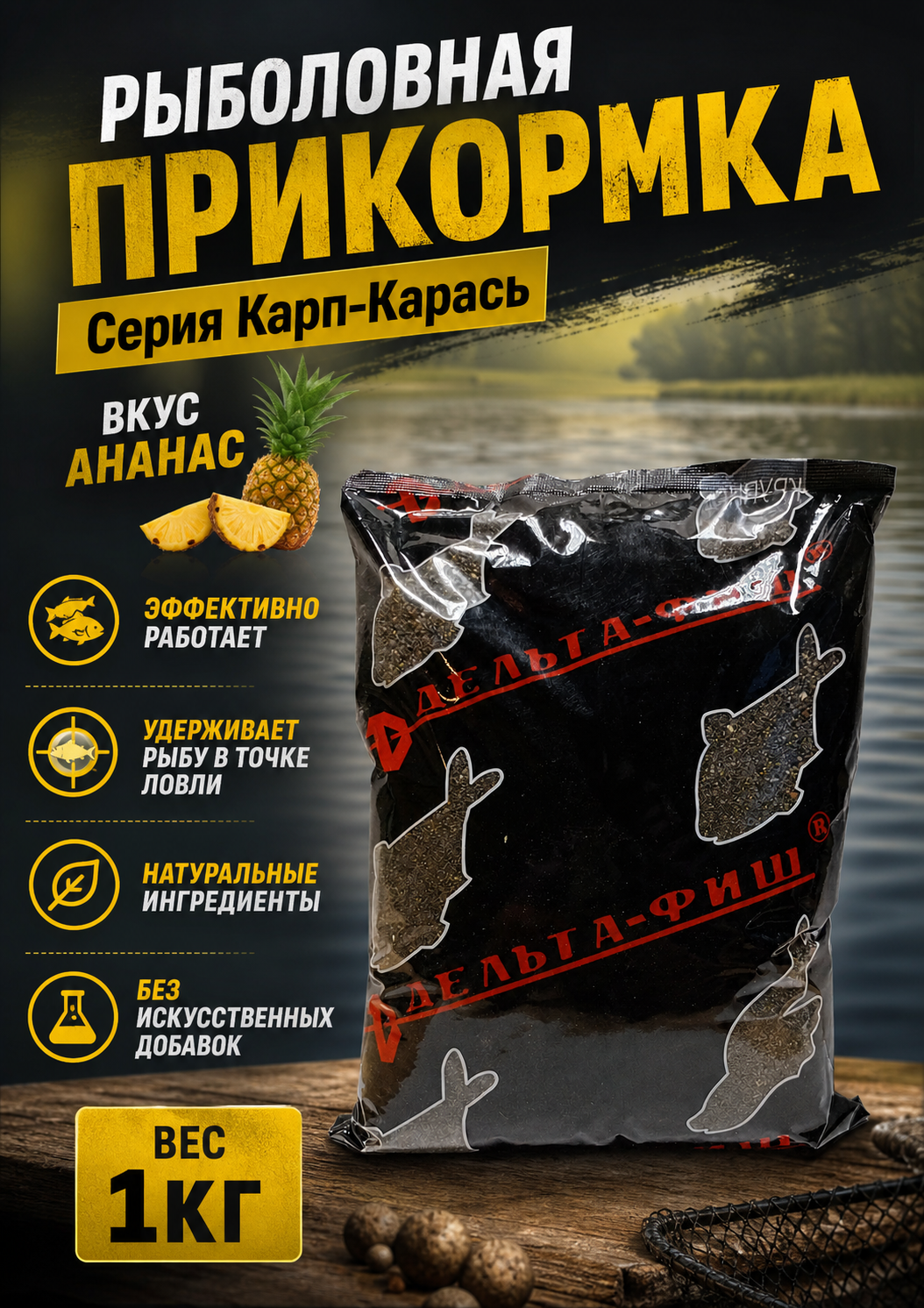Рыболовная прикормка Дельта Фиш " Карп-карась Ананас"