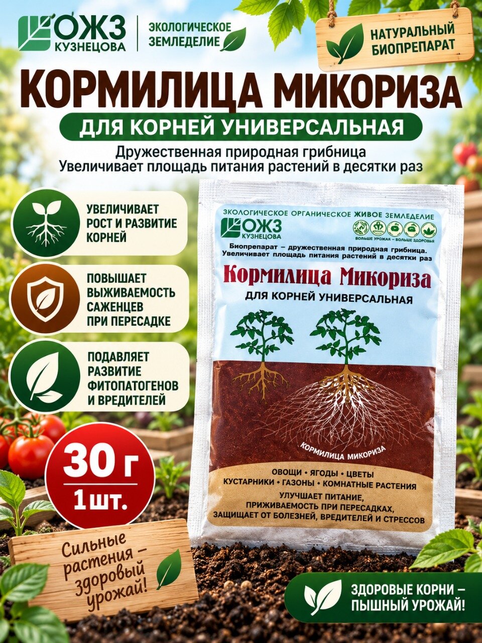 Удобрение для корней ОЖЗ Кормилица Микориза, для корней, 30 г, 1 шт