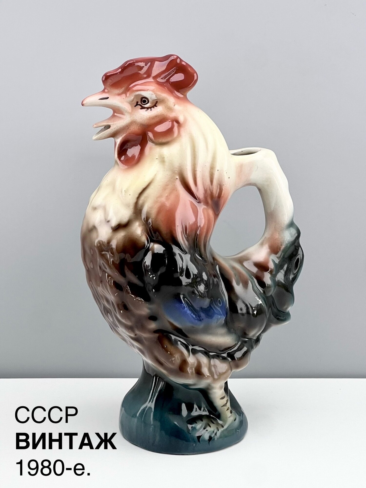 Винтажный штоф "Петух". Фаянс Кировский завод. СССР, 1980-е.