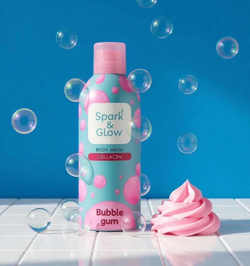 Spark&Glow Гель-пена для душа с ароматом Bubble gum body wash, 350 мл