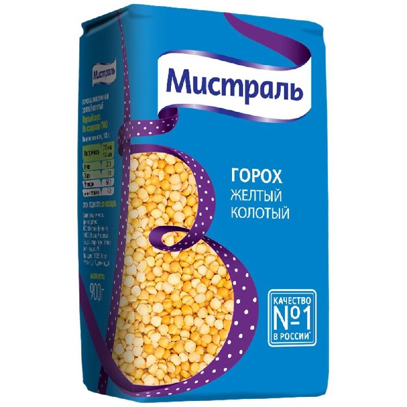 Горох мистраль колотый желтый 900г