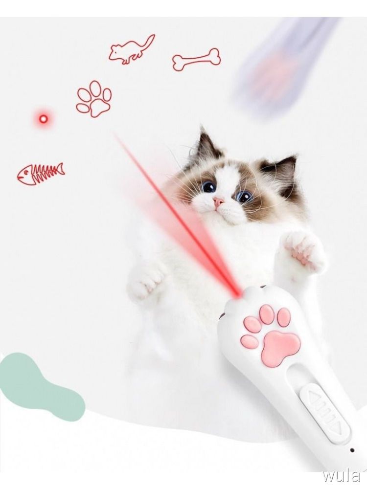 Лазерная указка для кошек, игрушка с USB зарядкой, розовая, 3 в 1, для котов, дразнилка