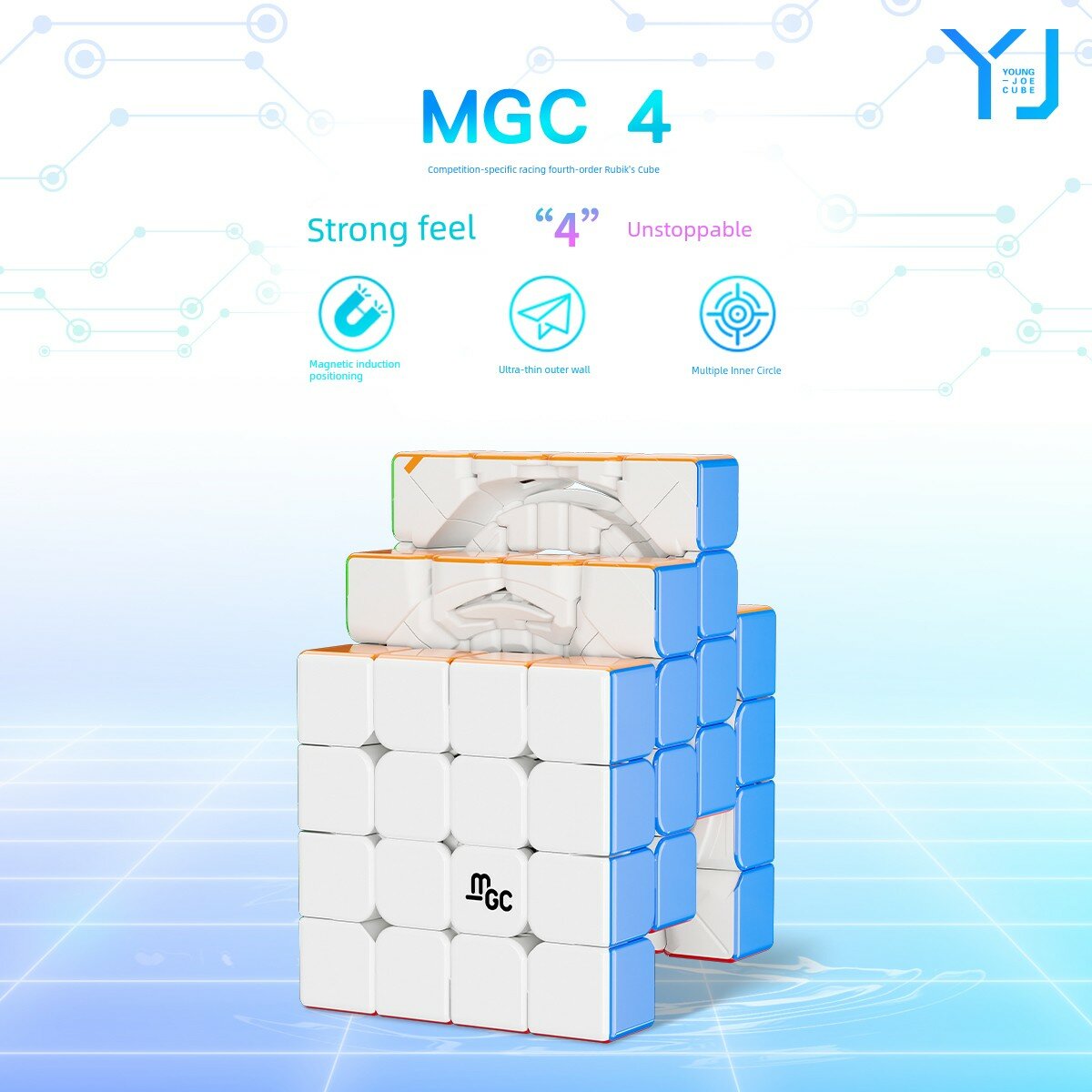 Магнитный куб 4x4 MGC, UV-покрытие, для соревнований, гладкое вращение