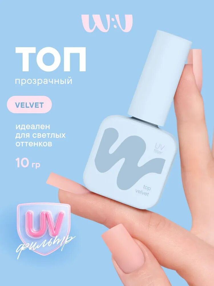 Матовый топ для ногтей W: U, 10 гр. Топ матовый для ногтей, с УФ-фильтром