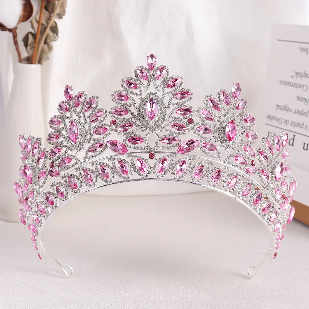 Розовая диадема Silver Dark Pink