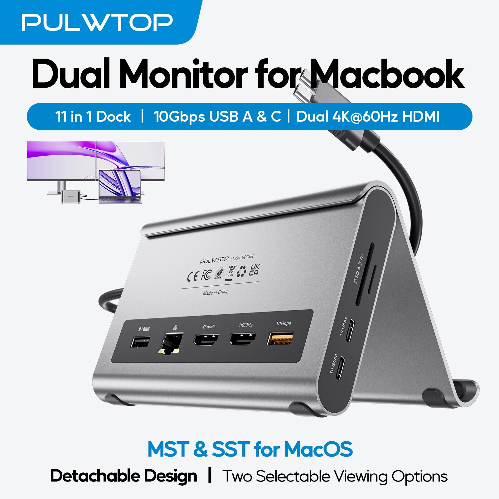 PULWTOP 11 в 1 док-станция для MacBook