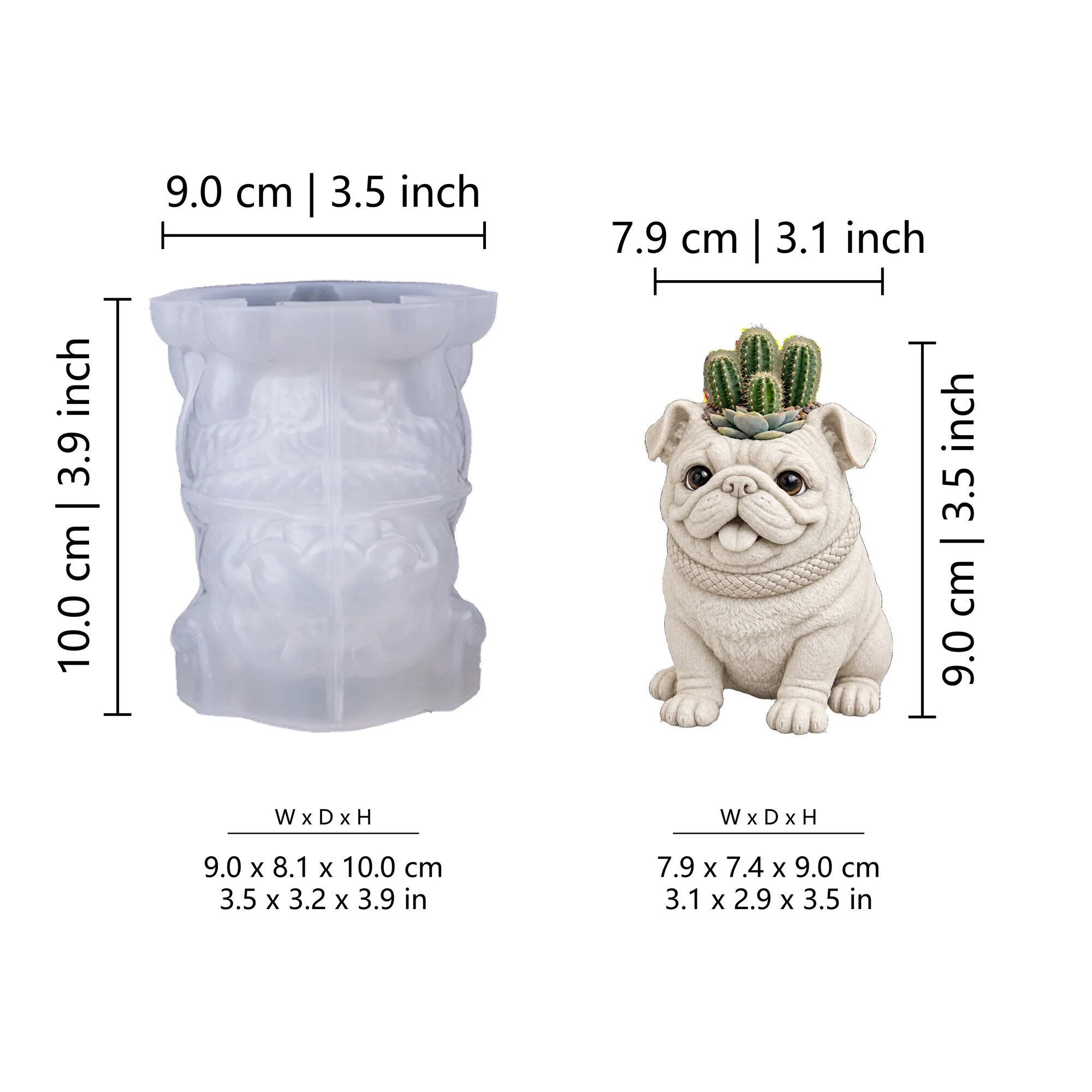 Форма для гипса IVORELLE pug из силикона