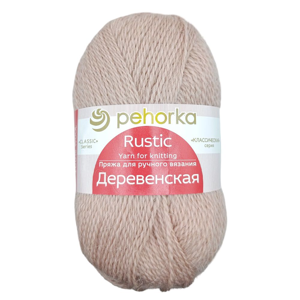 Пряжа для вязания Пехорка Деревенская 599 увядшая роза 100 гр/250 м 100% полугрубая шерсть