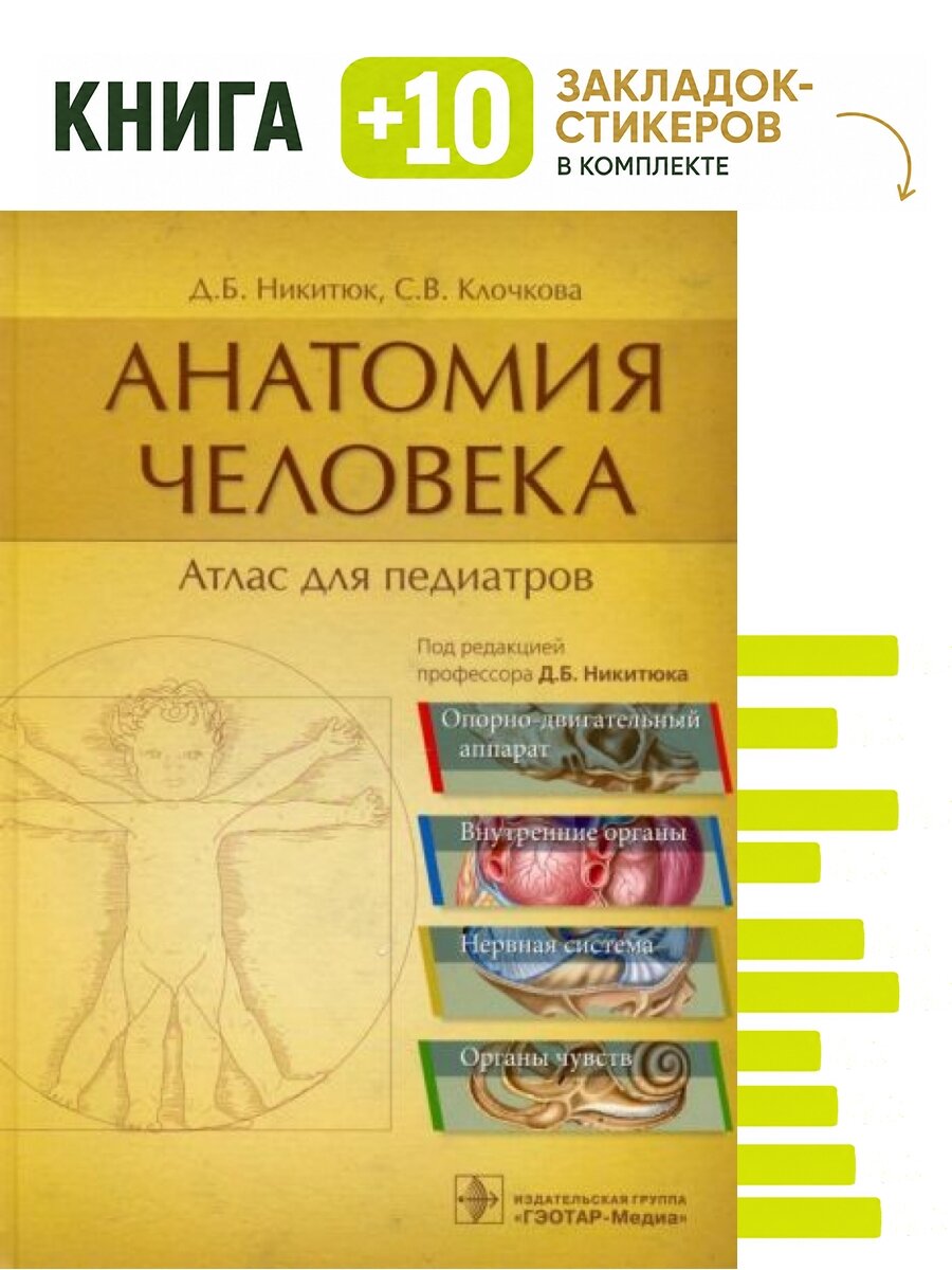 Анатомия человека. Комплект: книга + 10 закладок-стикеров