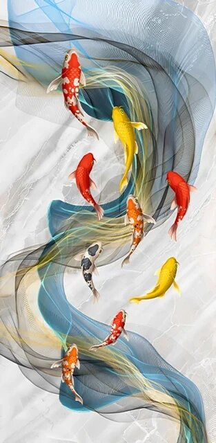 Постер фэн-шуй с изображением красной рыбки 5, 30x60cm Unframed