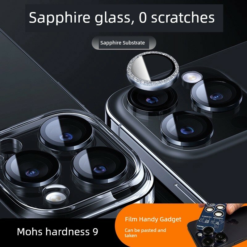 Защитная пленка для камеры iPhone 16 Pro Max титаново-черного цвета из сапфира с 9H твердостью