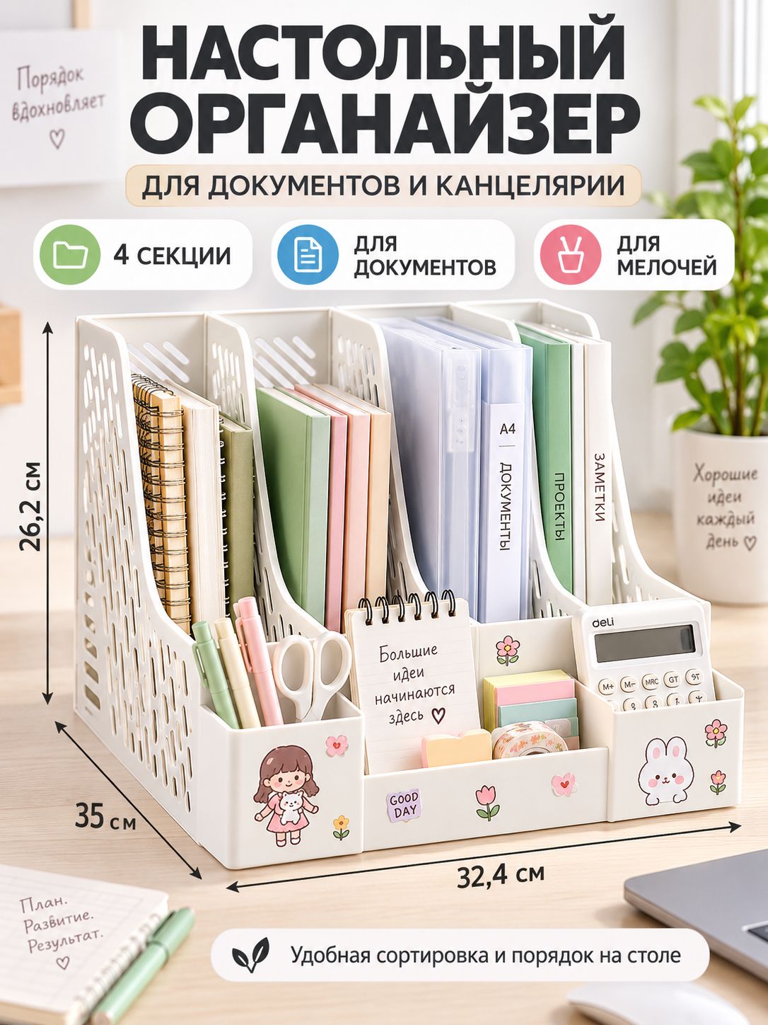 Подставка органайзер для книг, учебников и канцелярии