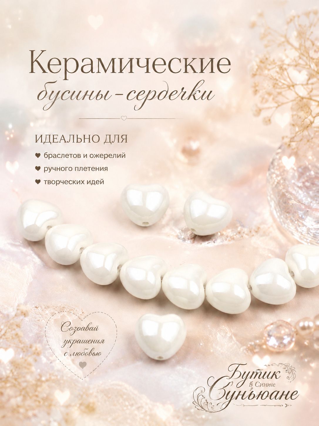 Керамические бусины сердечки глянцевые, разноцветные, для рукоделия, размеры 13 на 15 мм и 15 на 17 мм.