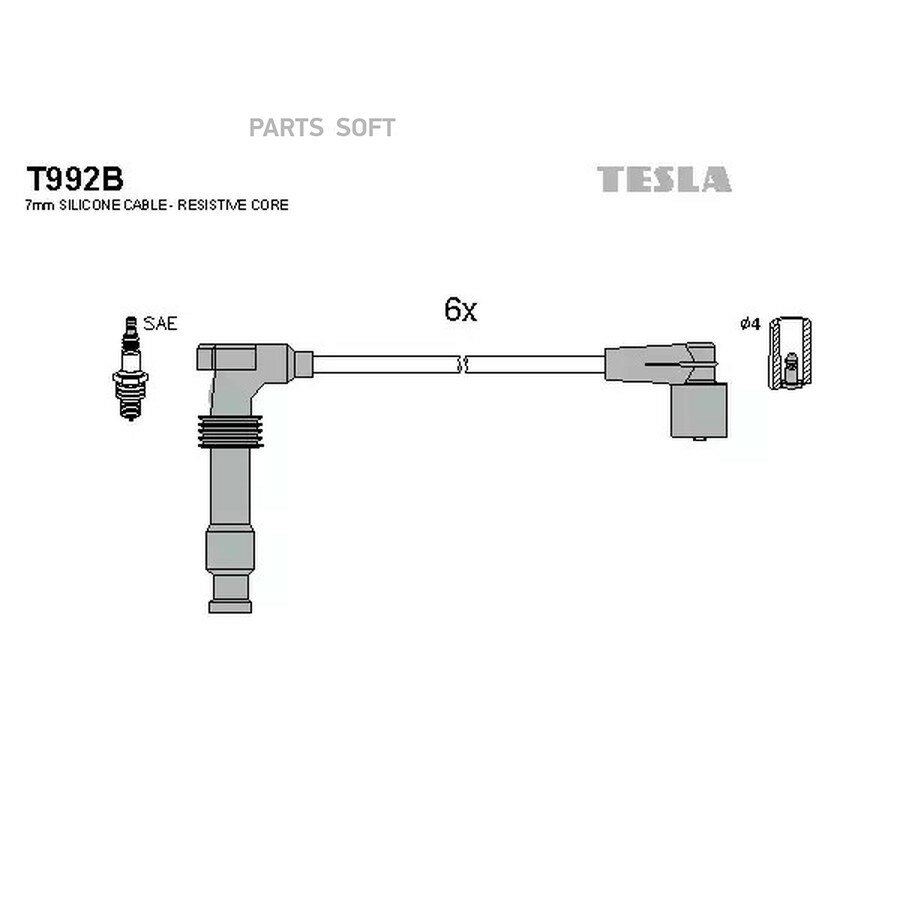 TESLA T992B к-кт проводов!\ Opel Omega/Sintra 2.5/3.0i 94-01