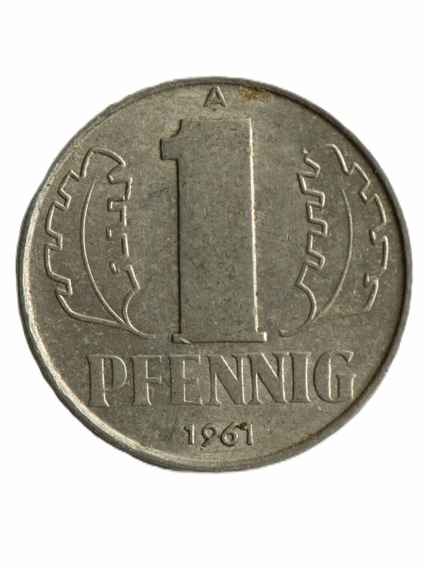 Подлинная монета Германии ГДР 1 пфеннинг 1961 года А