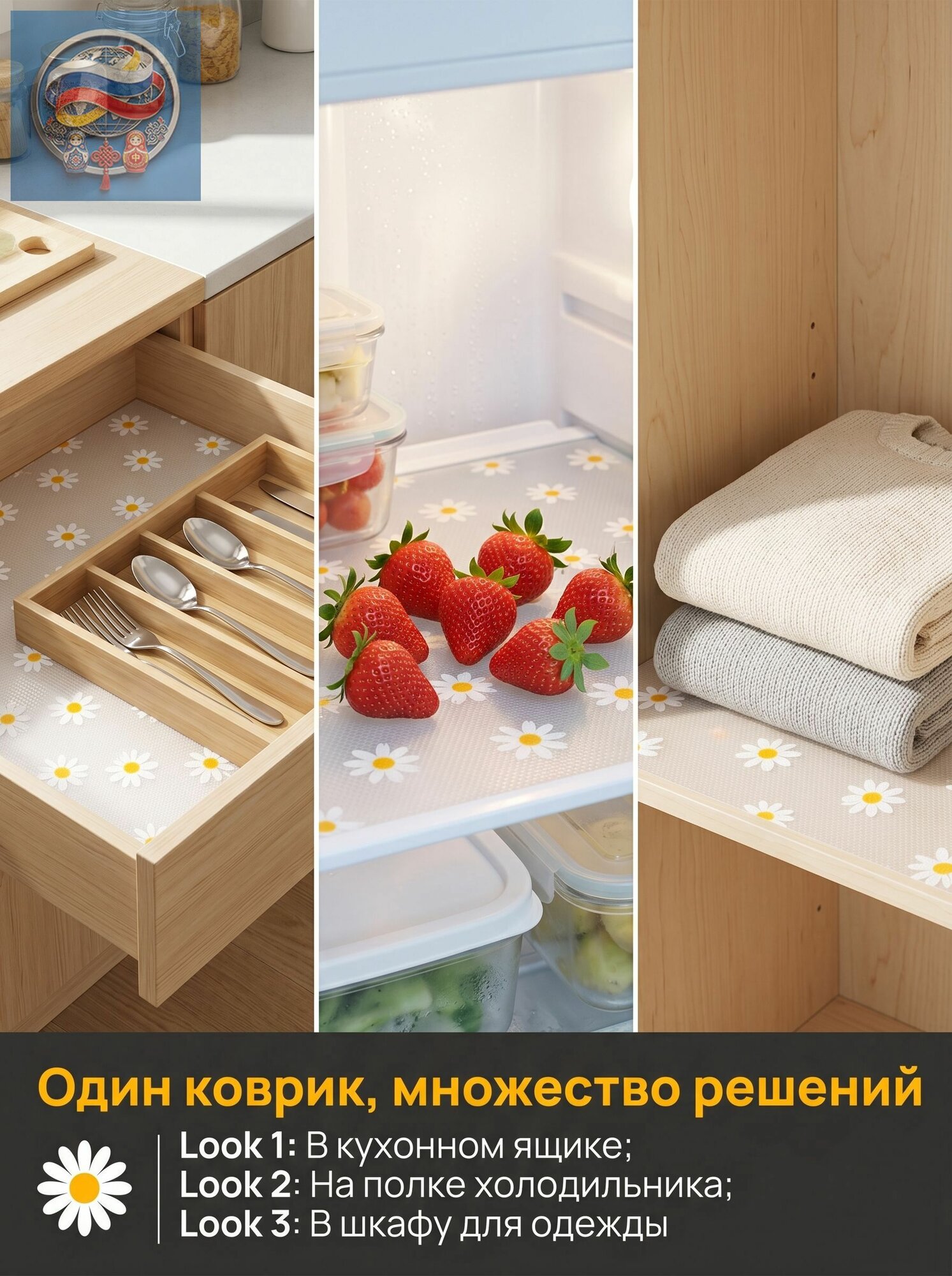 Коврик для кухонных полок 35x200 см 1 шт EVA белый
