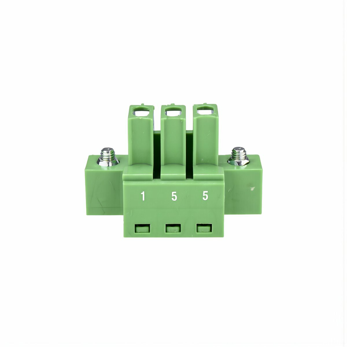 Колодка клеммная PCB разъёмный клеммник с ушками для фиксации гнездо вилка KF15EDGKM шаг 5.0 мм 1 ряд 15А 320В зелёный для электронных устройств