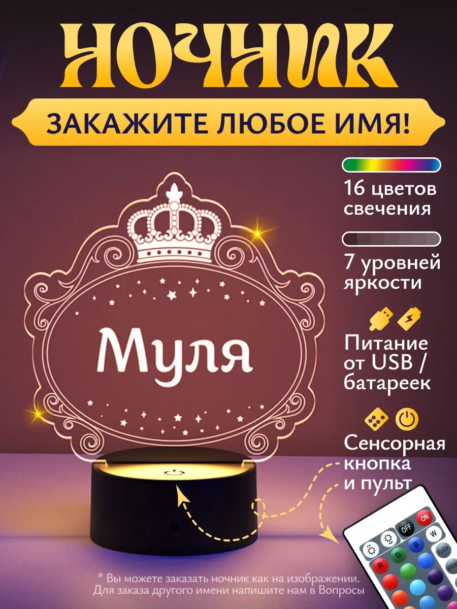 Ночник "Муля - рамка с короной!