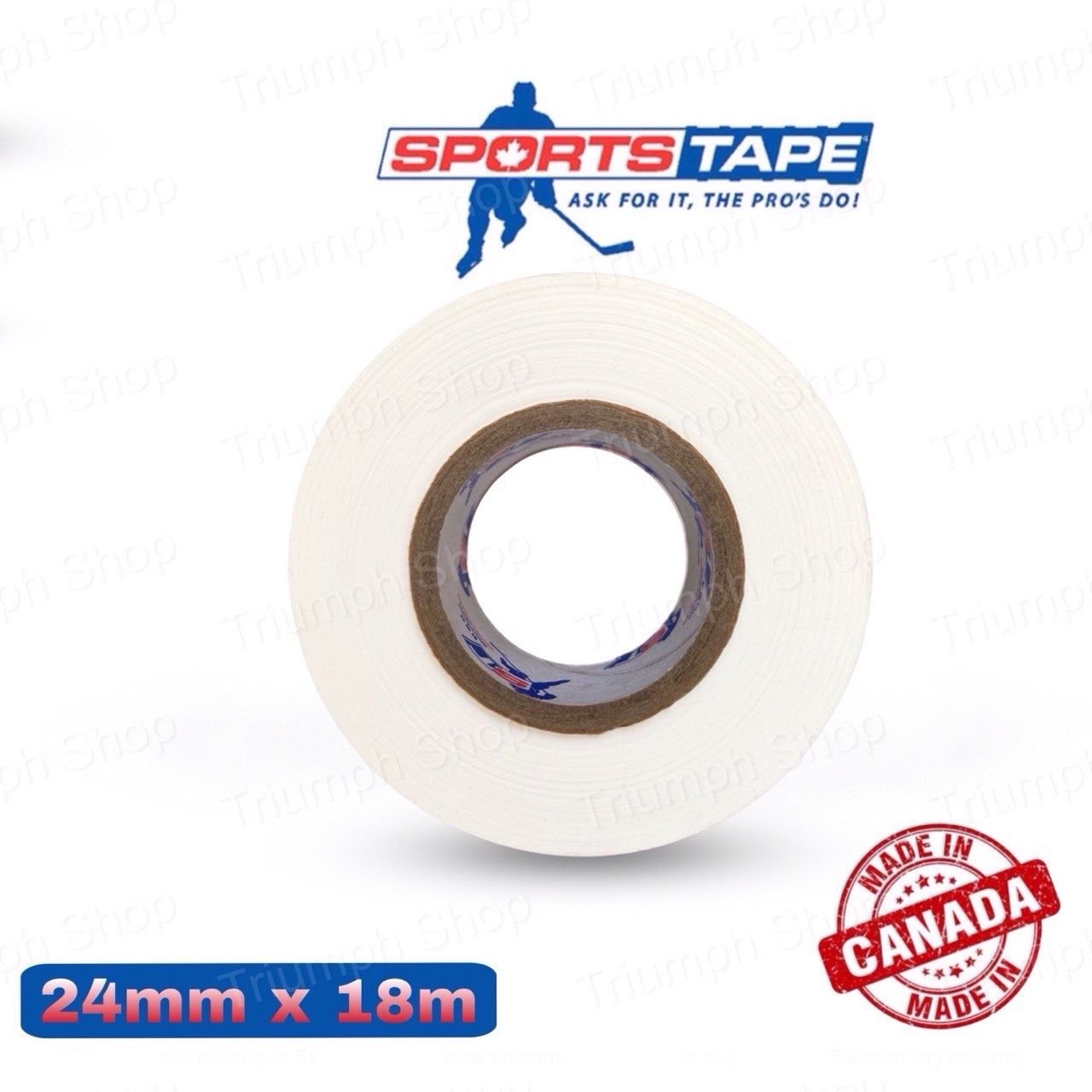 Лента для щитков белая Sports Tape 24mm*18m