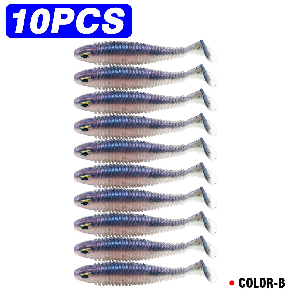 Набор приманок LAKBAT силиконовые черви 6.5/7.5/10.5 см 5/10 шт 7.5cm lure hook, B 10PCS