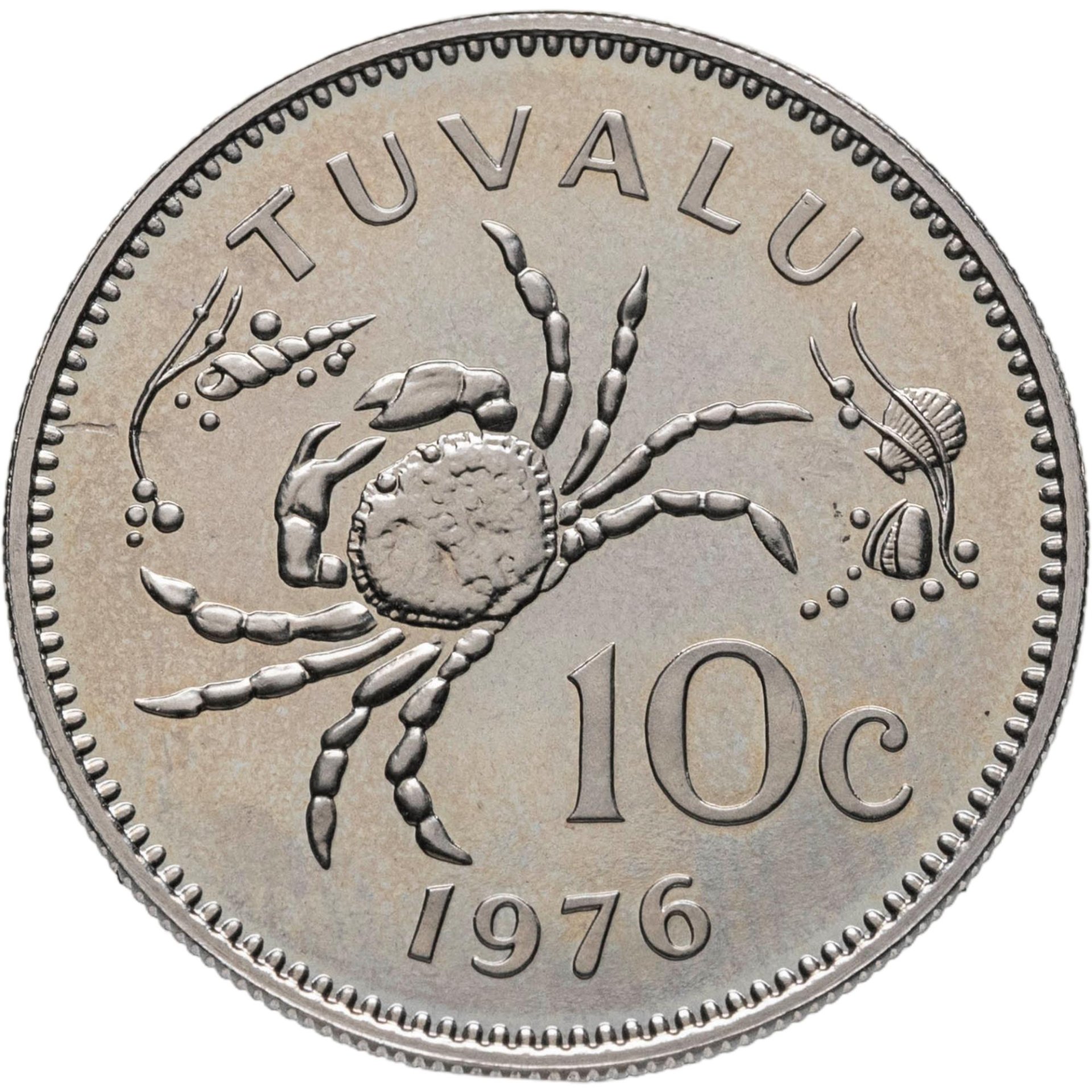 Тувалу 10 центов cents 1976, Мельхиор медь-никель, в сохранности BUNC