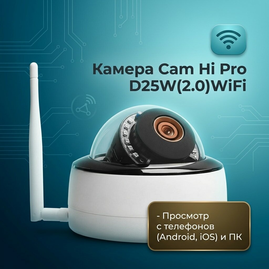 Wi-Fi купольная IP видеокамера 2mp - CamHi Pro D25W-2.0-WiFi