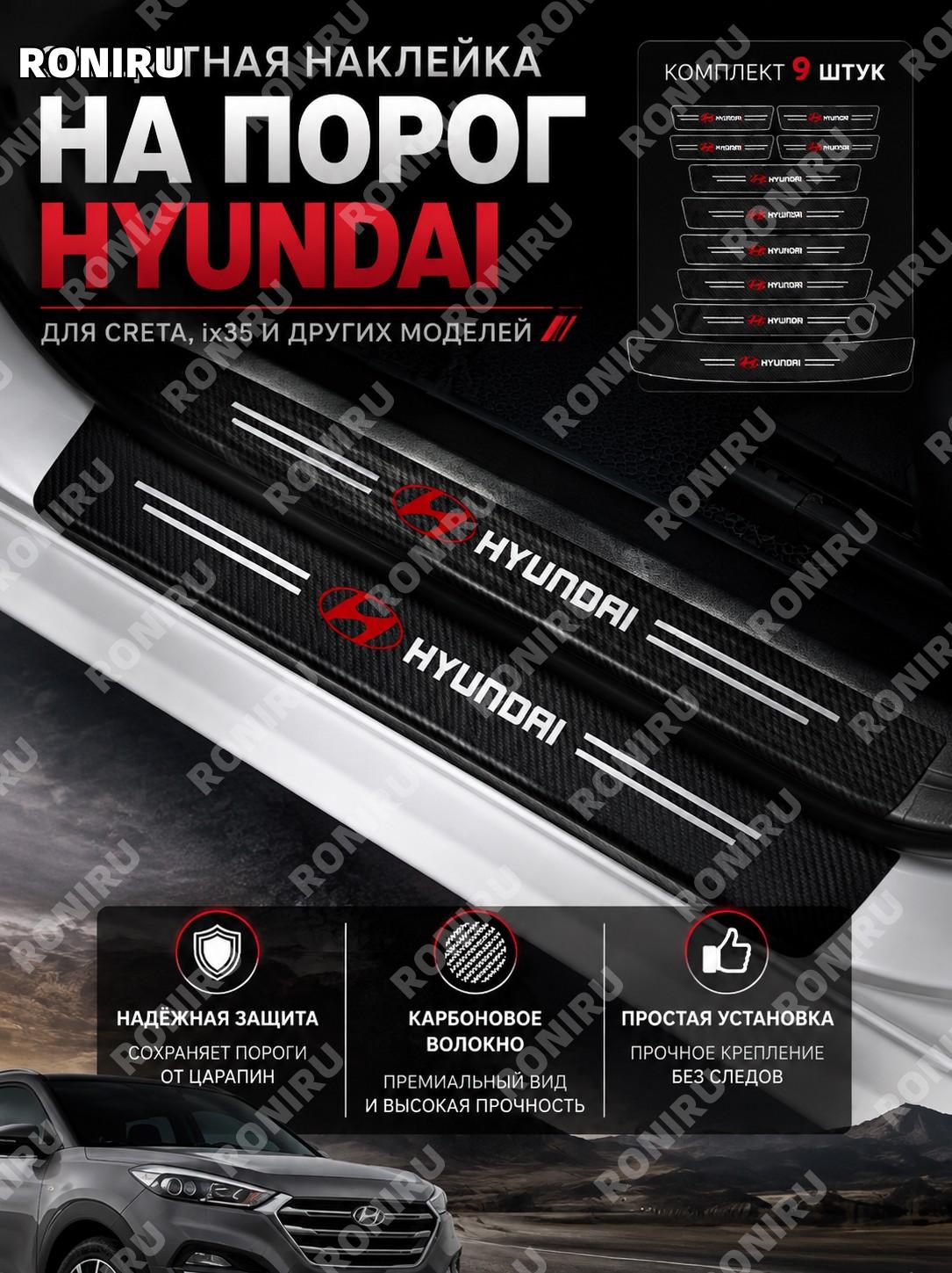 Защитная наклейка на порог Hyundai из углеродного волокна для Creta, ix35, автоаксессуар для защиты и оформления