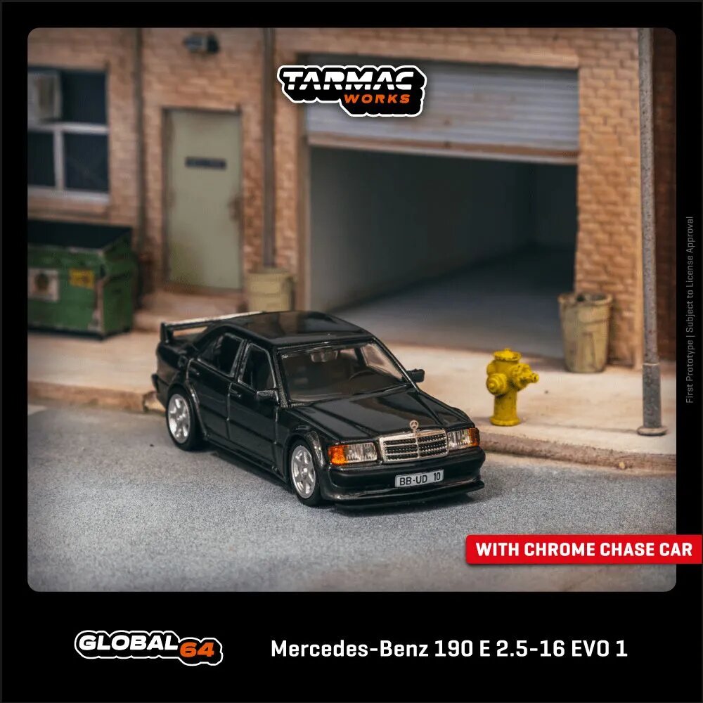 Машинка TW Tarmac Works 1:64 Mercedes-Benz 190 E 2.5-16 EVO 1 Blue-Black metallic Die-cast Alloy Model Collection Toy Children Gifts