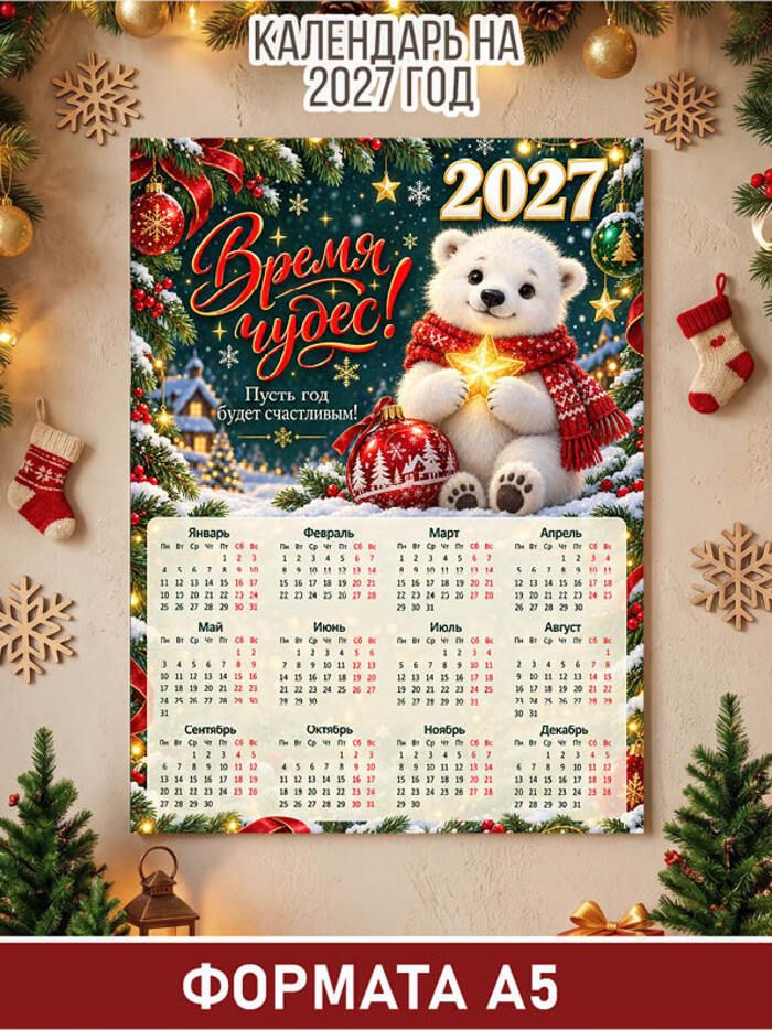 Настенный календарь на 2027 год формата А5