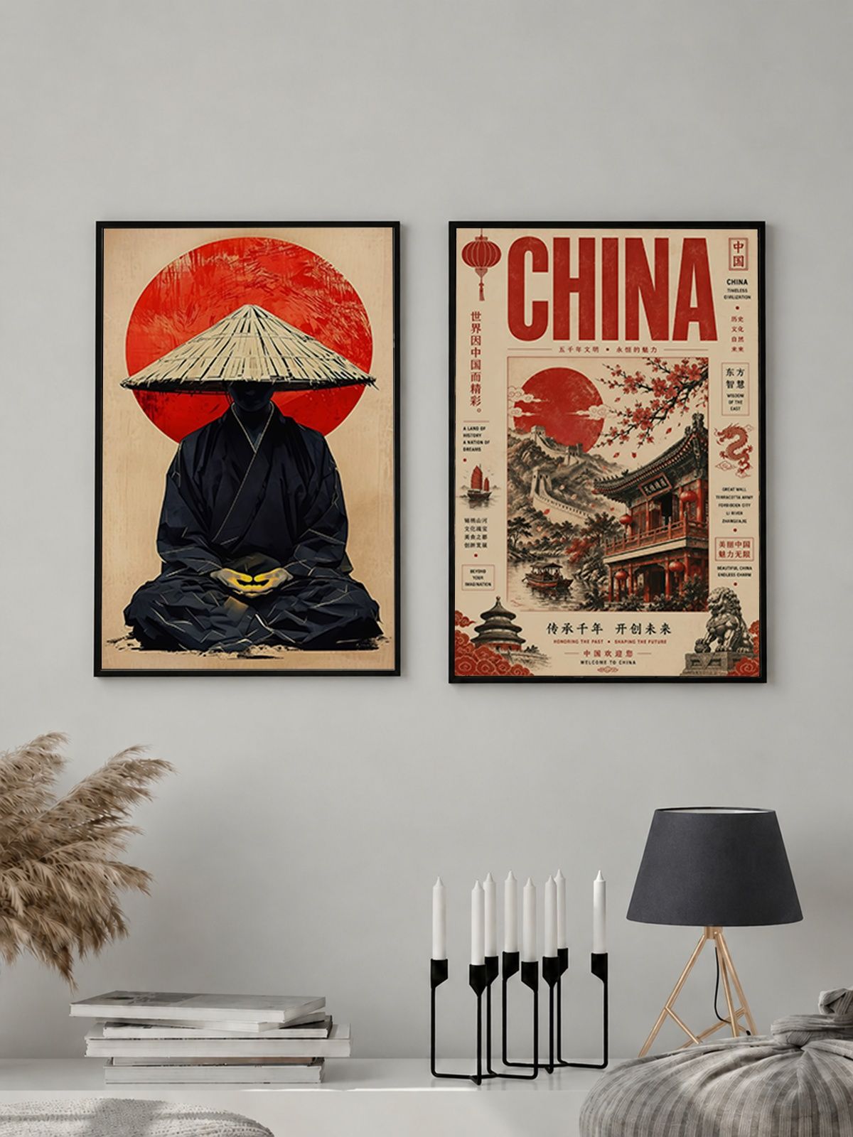 Набор Постеров / Плакатов Китай (China) 2 Штуки А3