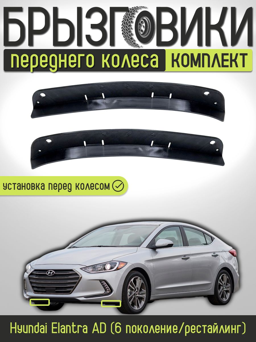 Комплект передних брызговиков (аэродинамических щитков) переднего колеса для Hyundai Elantra AD (6 поколение/рестайлинг) 2015-2020 , 86818AA000/86817AA000
