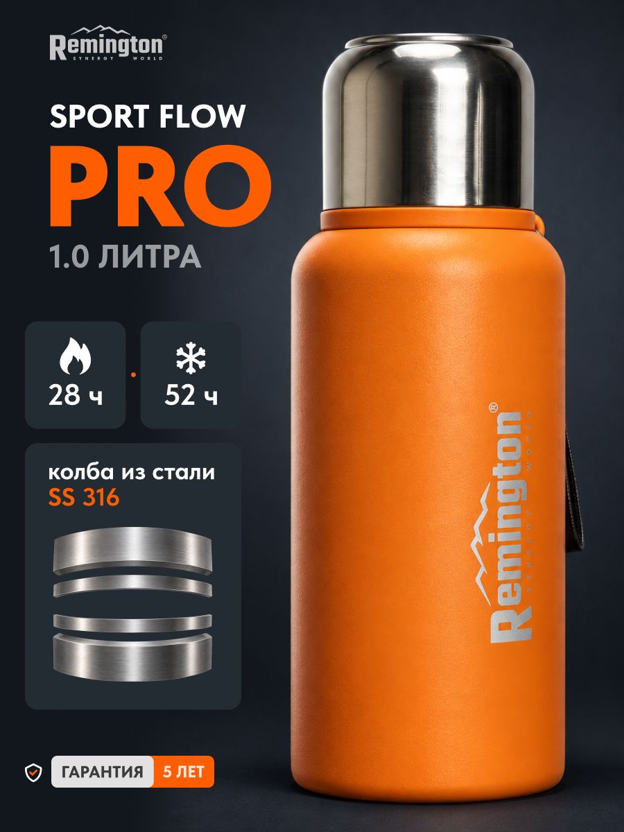 Термос-бутылка Remington SportFlow PRO 1 л для воды и чая, до 28 ч оранжевый RM-TH-10-SFPRO-512