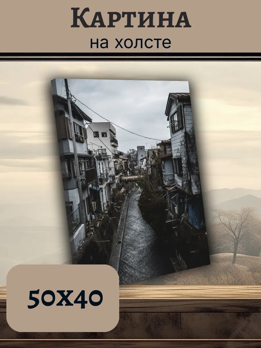 Картина Япония Japan 40x50 городской канал