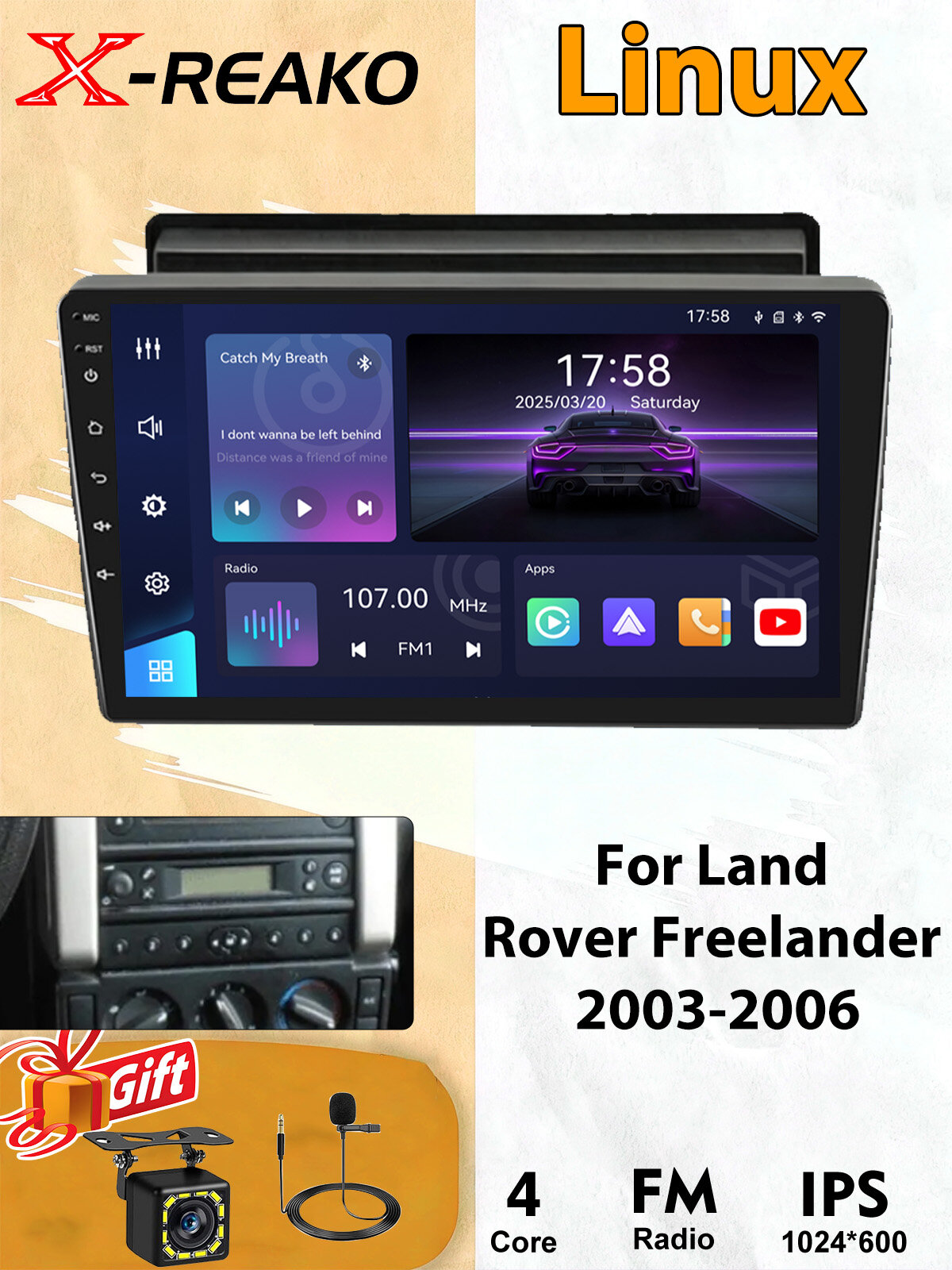 Магнитола для Land Rover Freelander 2003-2006 экран 9 дюймов Андроид wifi Bluetooth GPS