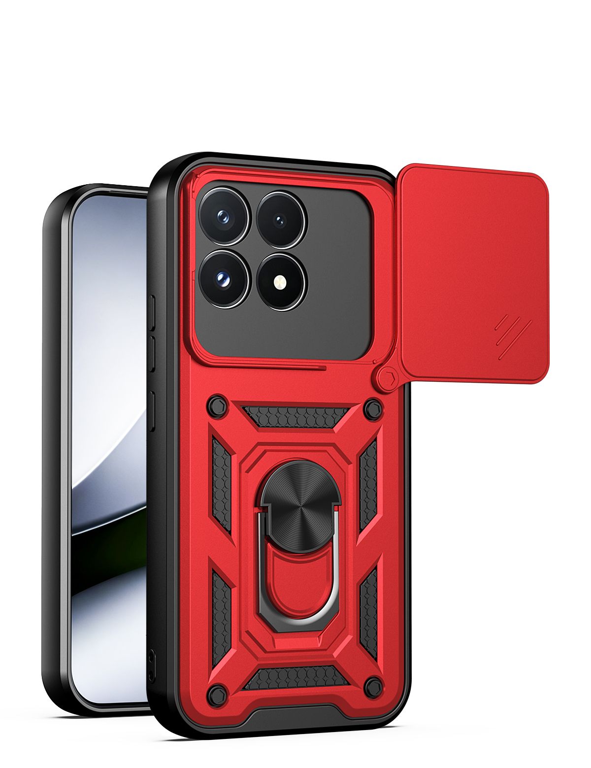 Чехол бронированный для POCO F9 Pro / Redmi K100 Pro, противоударный с защитой камеры
