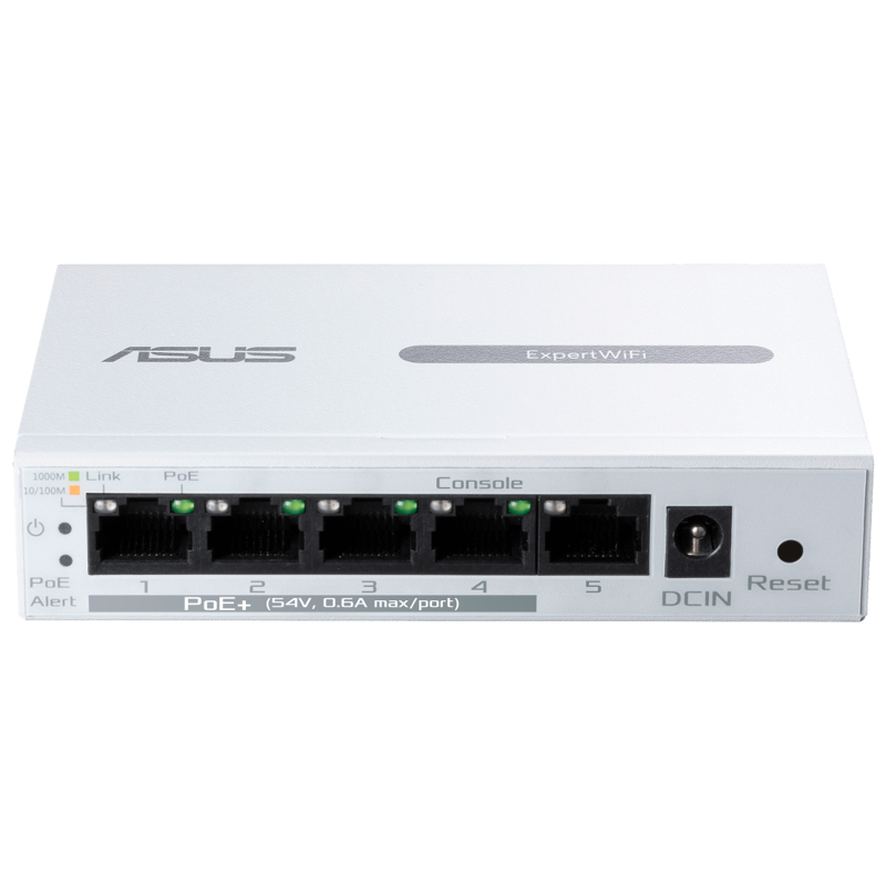 PoE-коммутатор ASUS EBP15 управляемый, 5 портов 1 Гбит/с, 4 порта PoE, 60 Вт 90IG08D0-MO3B00