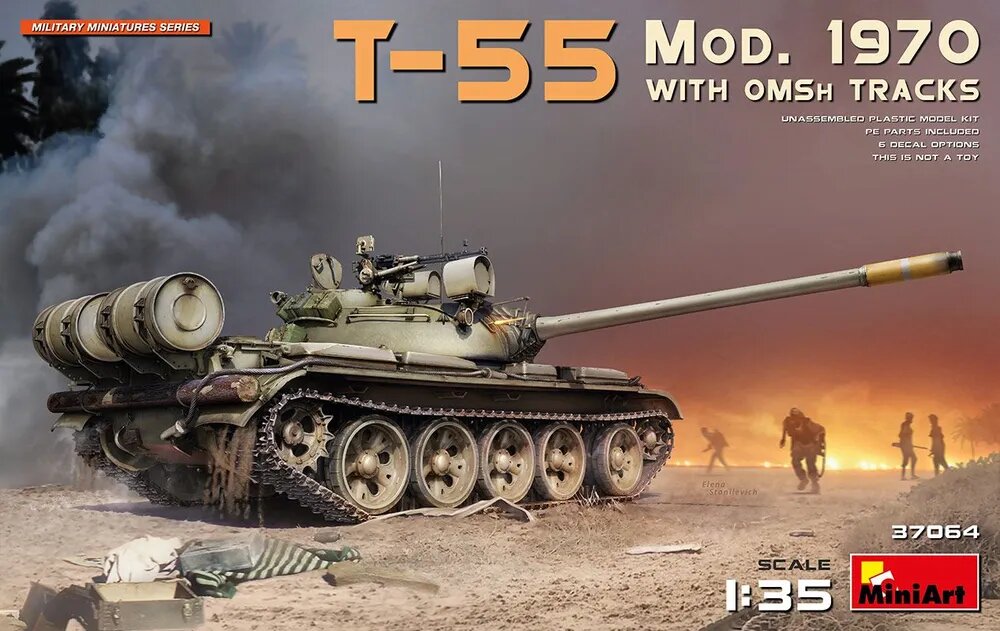 Средний танк MiniArt 1/35 T-55 образца 1970 года на гусеничном ходу OMSh 37064