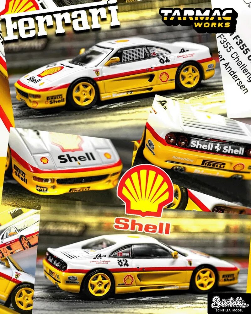 Машинка TARMAC WORKS TW 1/64 HOBBY64 FERRARI F355 CHANLLENGE Alloy Car Model Collection Gift