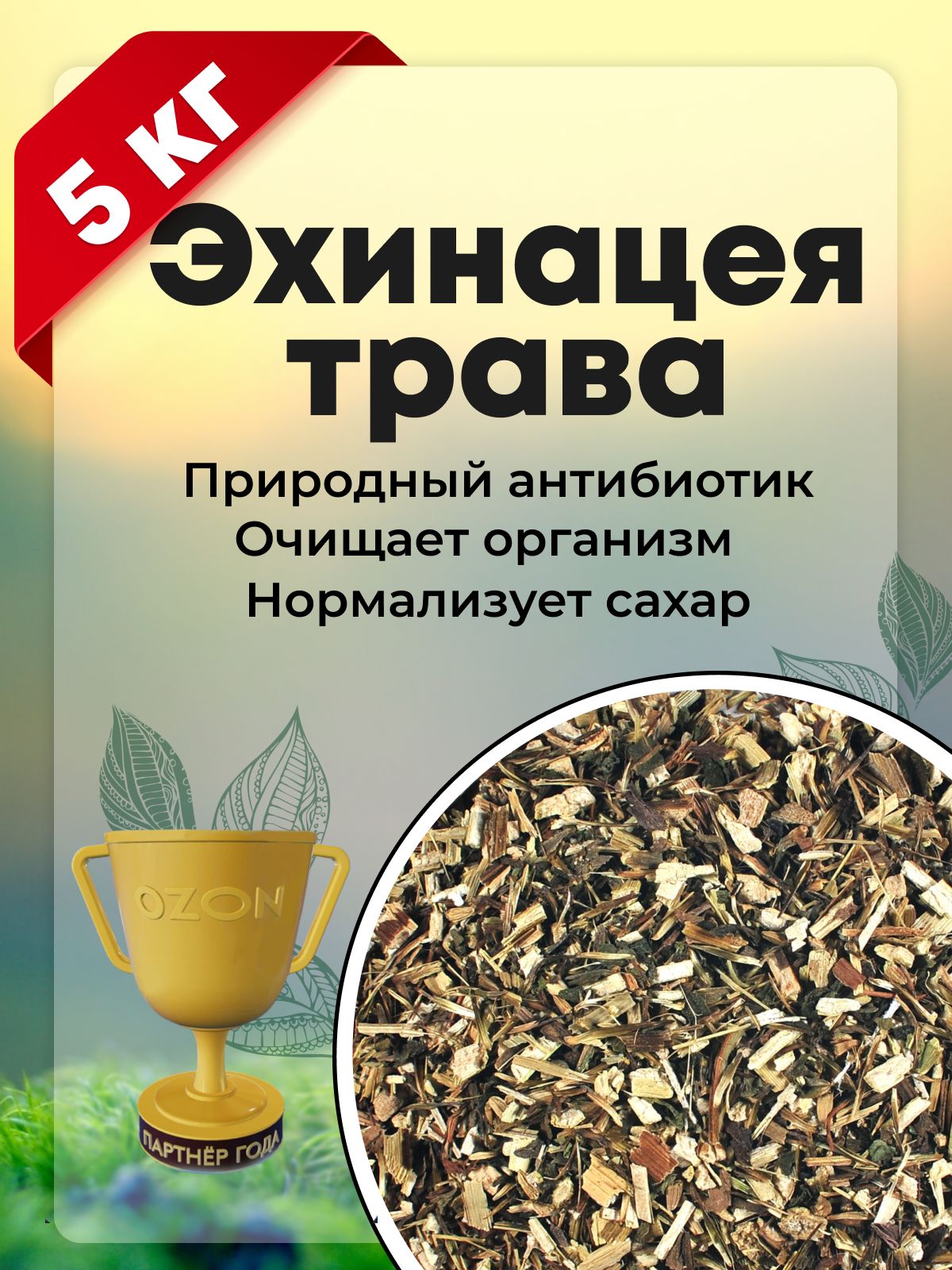 Эхинацея трава фиточай сушеный травяной чай для иммунитета, 5 кг