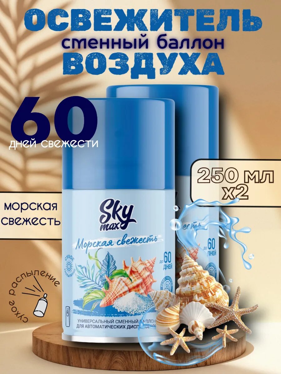 Освежитель воздуха сменный баллон "Море", 250мл 2шт