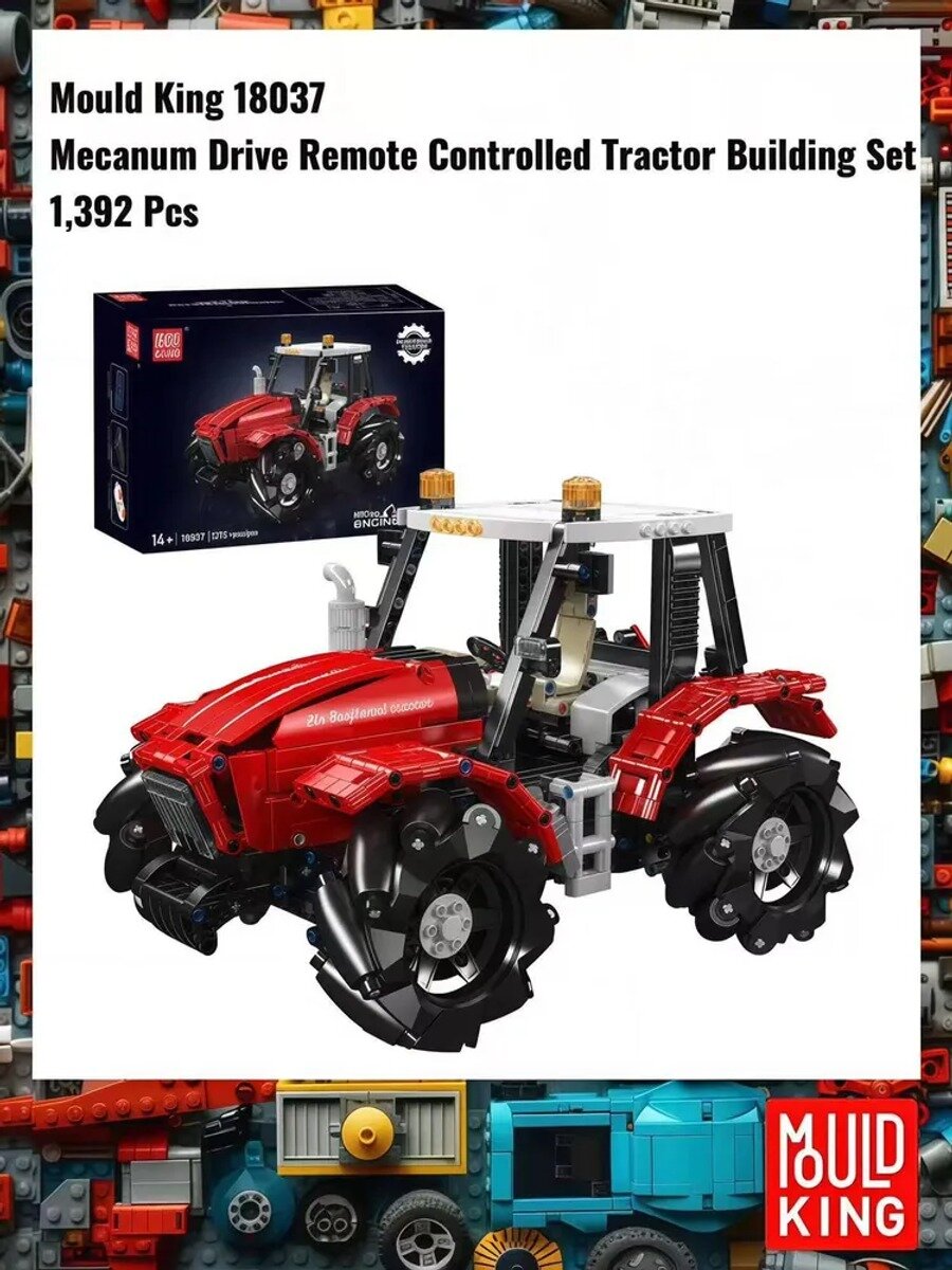 Пластиковый конструктор Mould King 18037 Mecanum Drive Remote Controlled Tractor Building Set 1,392 Pcs