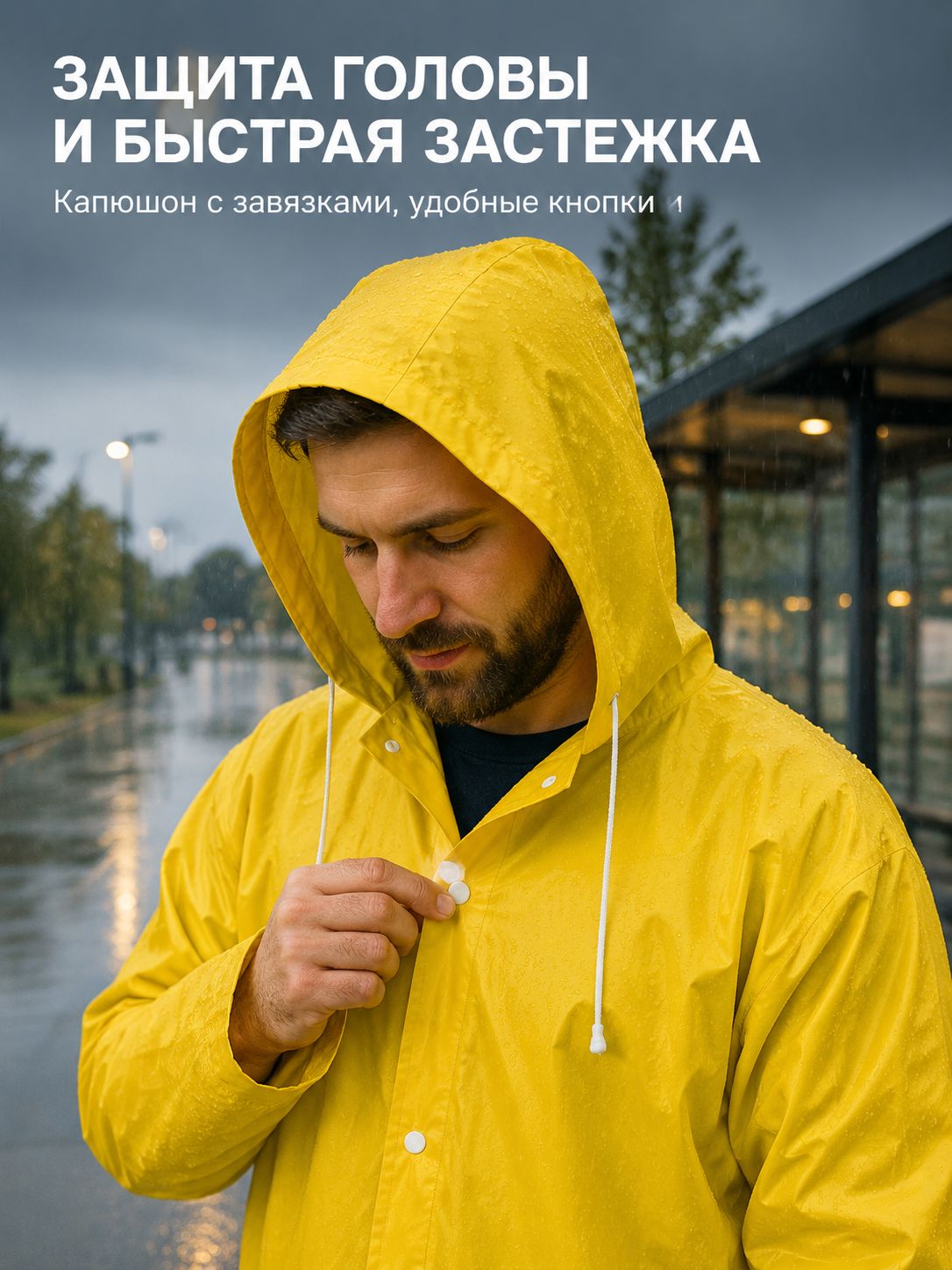 Плащ-дождевик Базовая коллекция, размер OneSize, желтый — фото 1