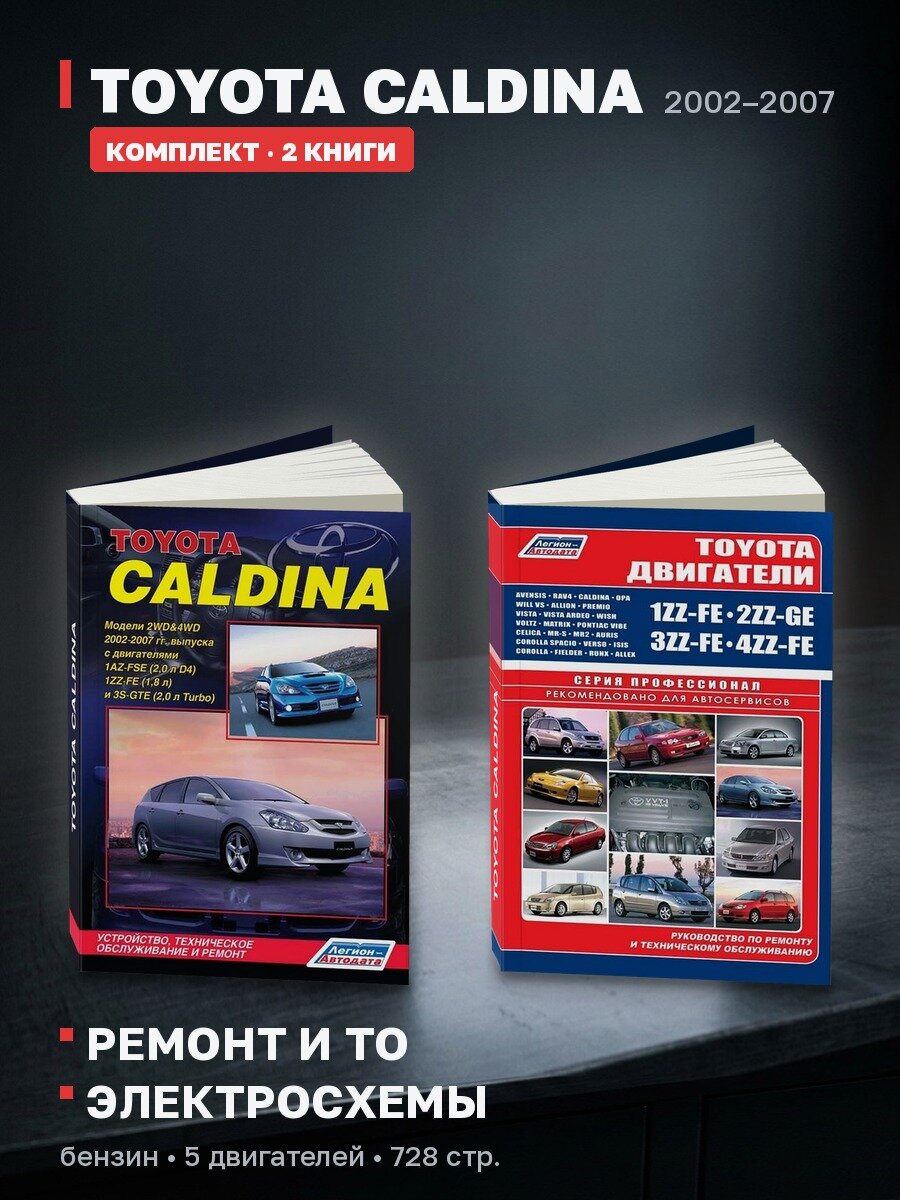 Комплект литературы по ремонту и обслуживанию Toyota Caldina 2002-2007 года выпуска