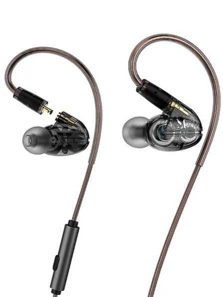 Music Public Kingdom наушники проводные IEM200M с микрофоном внутриканальные с динамическим драйвером прозрачно-черные