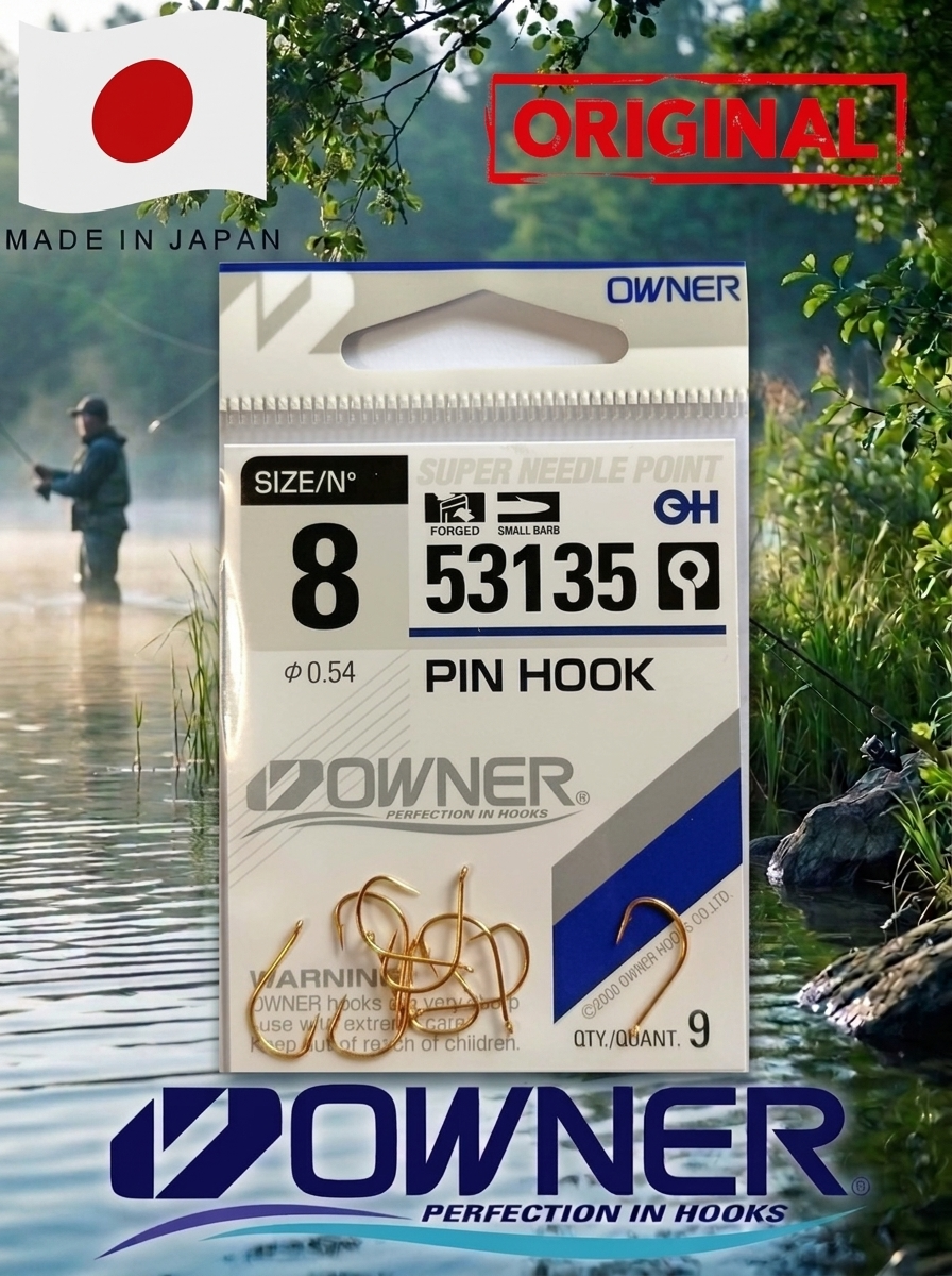 Крючки OWNER 53135 №8 PIN HOOK / Крючок, Овнер, одинарные для рыбалки
