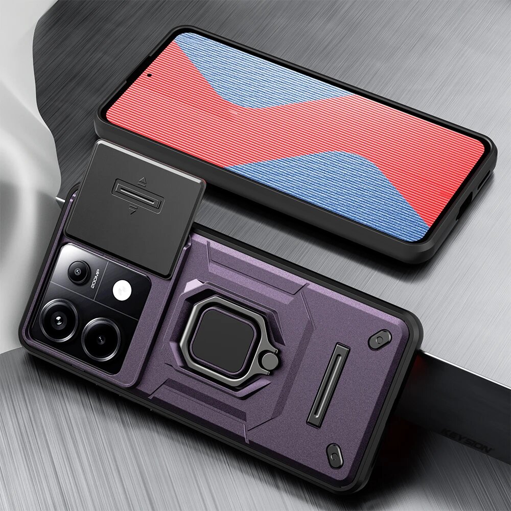 Чехол KEYSION для Redmi Note 13 Pro, фиолетовый, с кольцом
