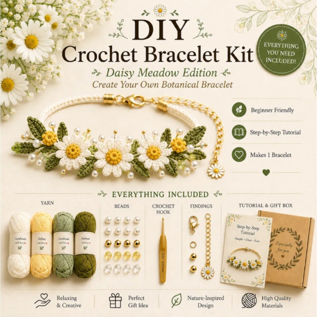 Европейский и американский популярный браслет DIY Nature-Inspired Crochet Bracelet Kit