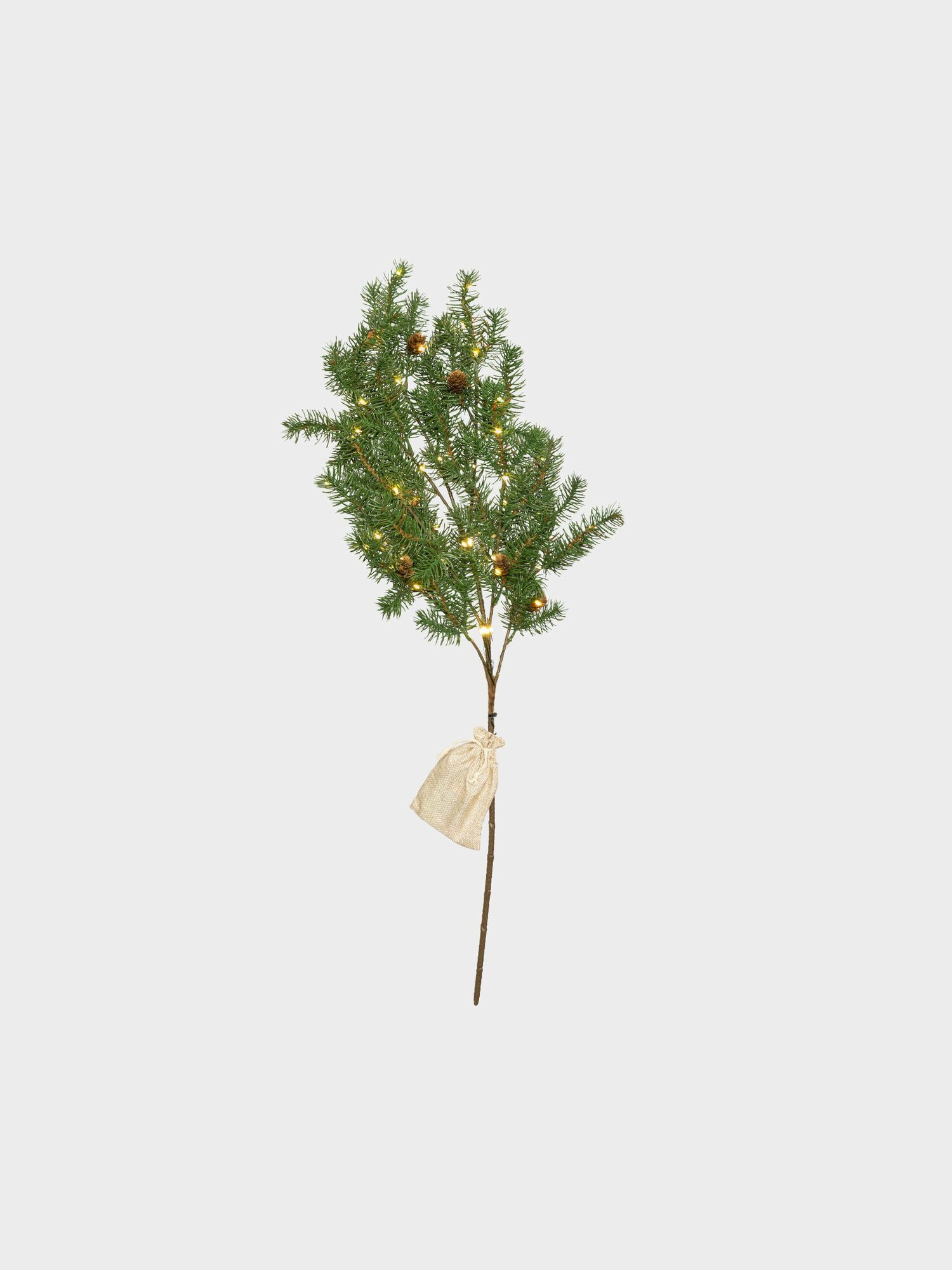 Ветка декоративная, 90 cм, с подсветкой, пластик, Хвоя с шишками, Conifer decor