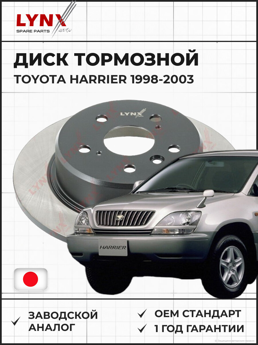 Диск тормозной задний LYNXAUTO BN1148 288x10 Тойота Харриер TOYOTA Harrier 2.2-3.0 1998-2003